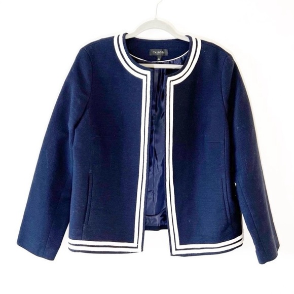 Talbots | Jackets & Coats | Talbots Womens Open Front Navy Blazer With ...